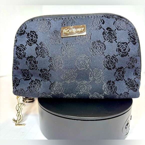 Yves Saint Laurent | Bags | Ysl Cosmetics Pouch Black Rose Pattern W Lg ...